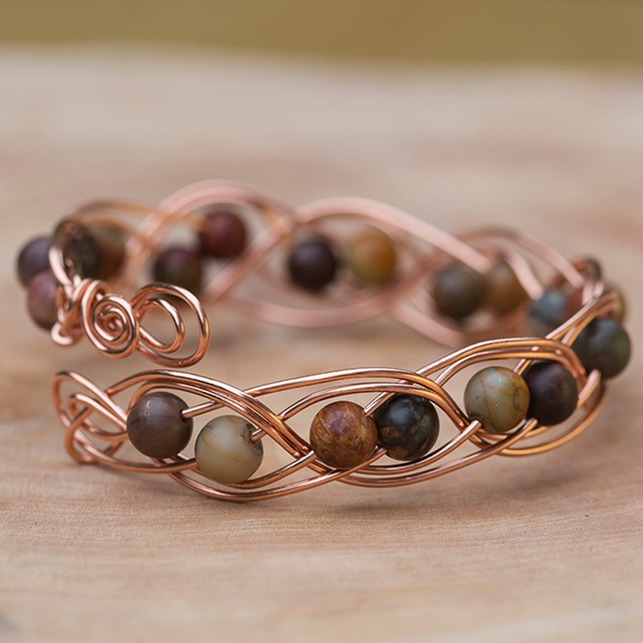 Picasso Jasper Double Braided Bracelet - Folksy