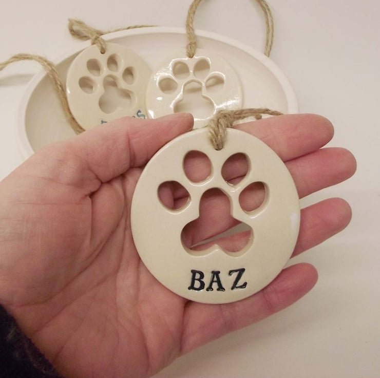 Ceramic dog or cat paw print keepsakes - made t... - Folksy