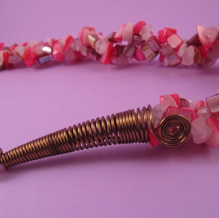 Pink Shell, Rose Quartz Short Necklace, Pink Ne... - Folksy