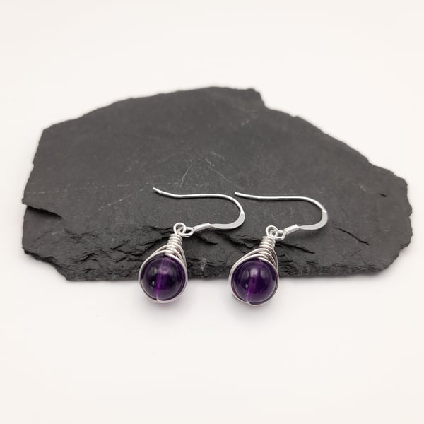Amethyst Purple Gemstone Earrings - Sterling Si... - Folksy