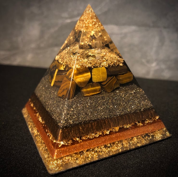 Crystal Energy Pyramid with Tiger's Eye and Cle... - Folksy