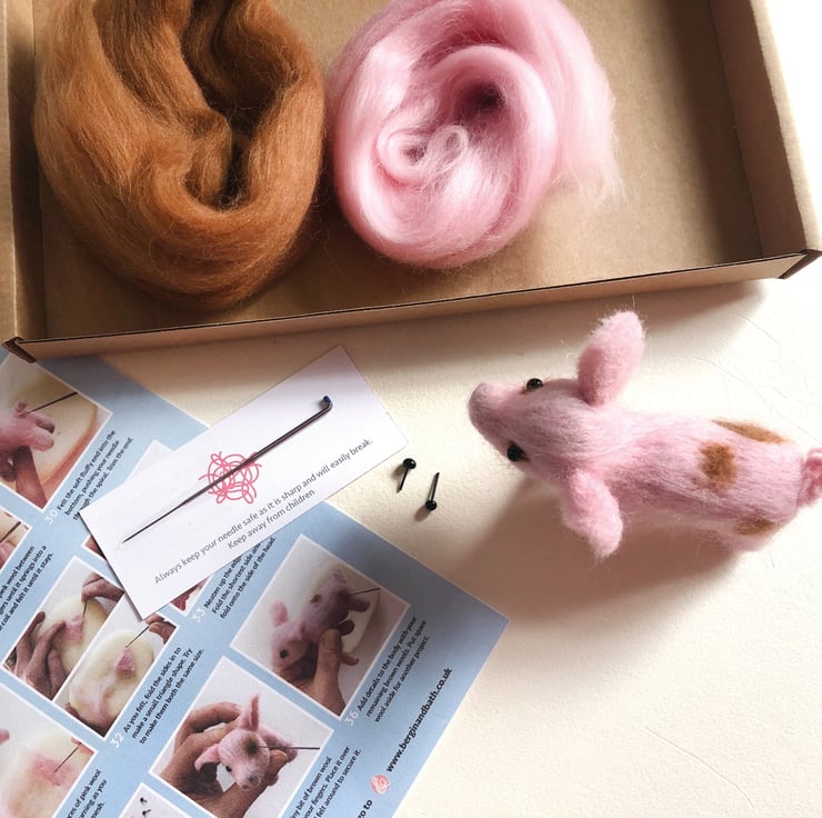 Needle felting kit, Pig. Make a mini piglet wit... - Folksy