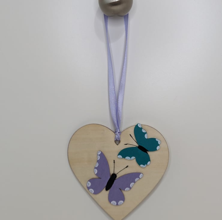 Butterflies, handmade card with wooden heart an... - Folksy