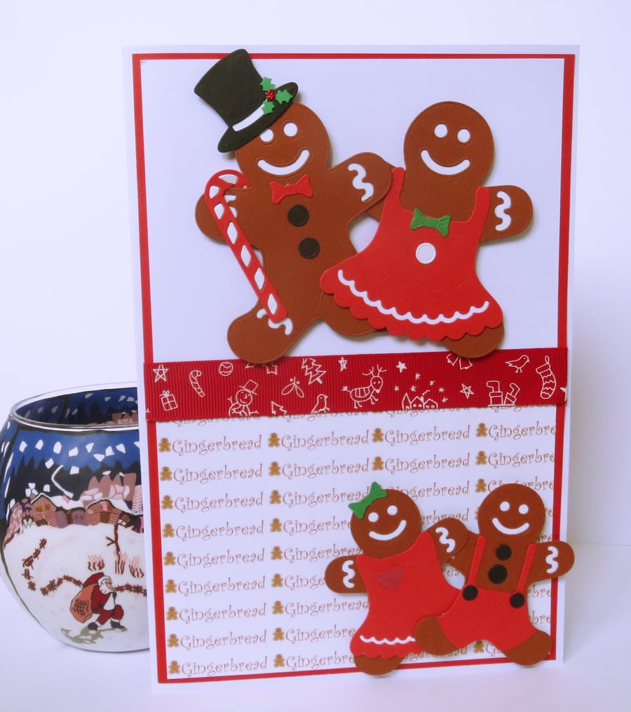 Fun gingerbread family Christmas card - Folksy