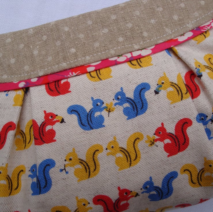 Cotton - Linen cute Squirrels Zipper Multipur... - Folksy