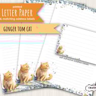 Letter Writing Paper Ginger Tom Cat - Folksy
