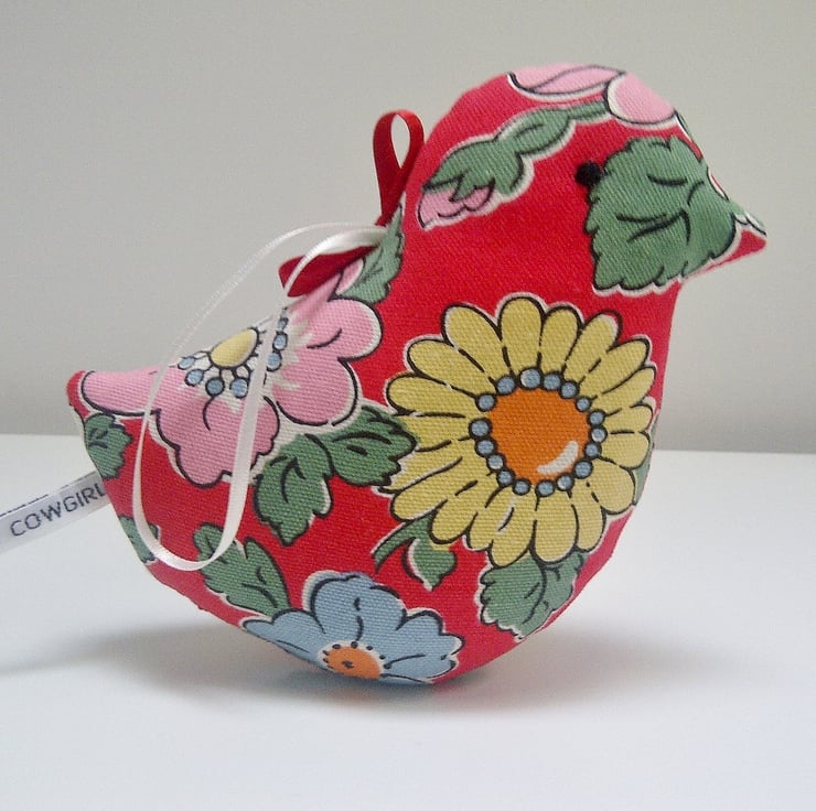 Bright Red Floral Lavender Bird, Scented Bird H... - Folksy