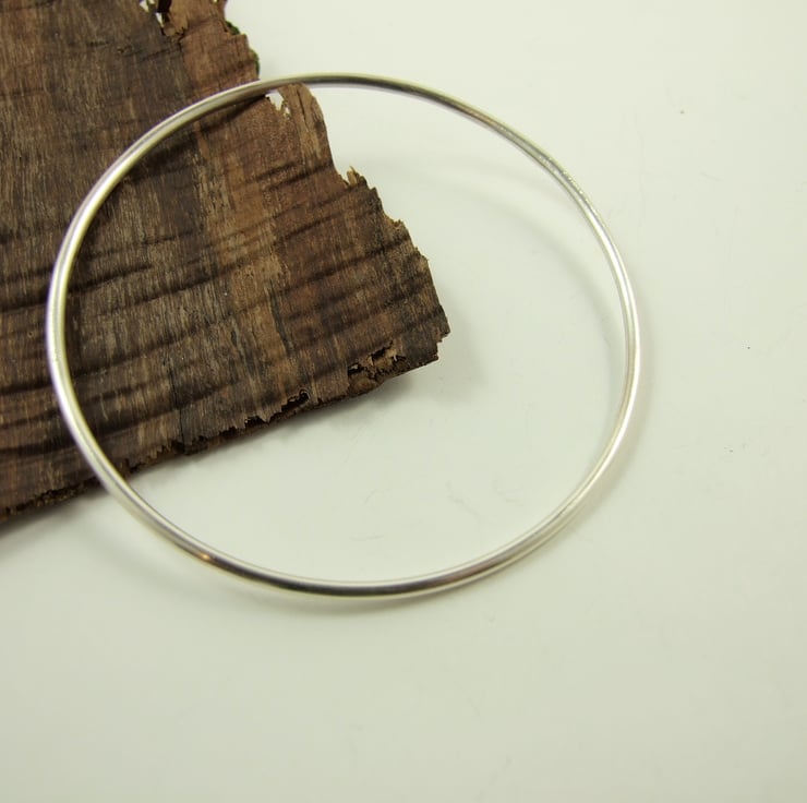 Sterling Silver Simple Hammered Bangle - Folksy