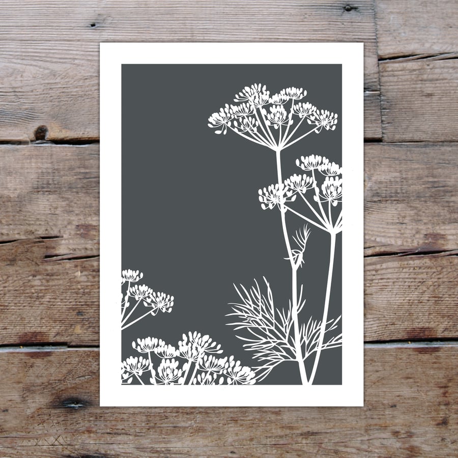Screen Printed Flowering Fennel Art - Pollinato... - Folksy