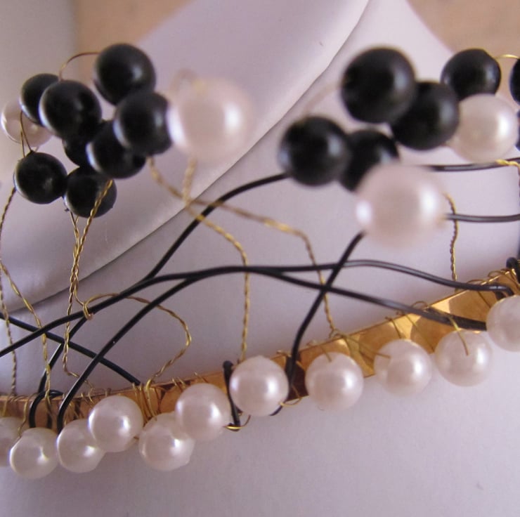 Black and White Wirework Tiara - Folksy