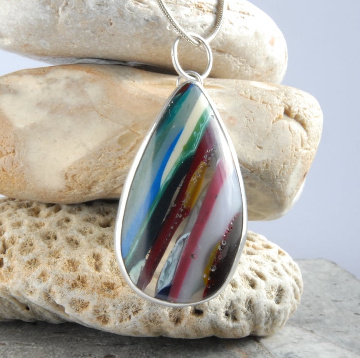 Large Californian surfite and silver pendant - Folksy