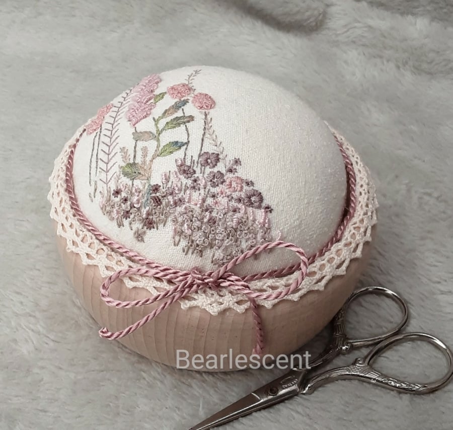 Hand Embroidered Cupcake Pin Cushion, unique pi... - Folksy