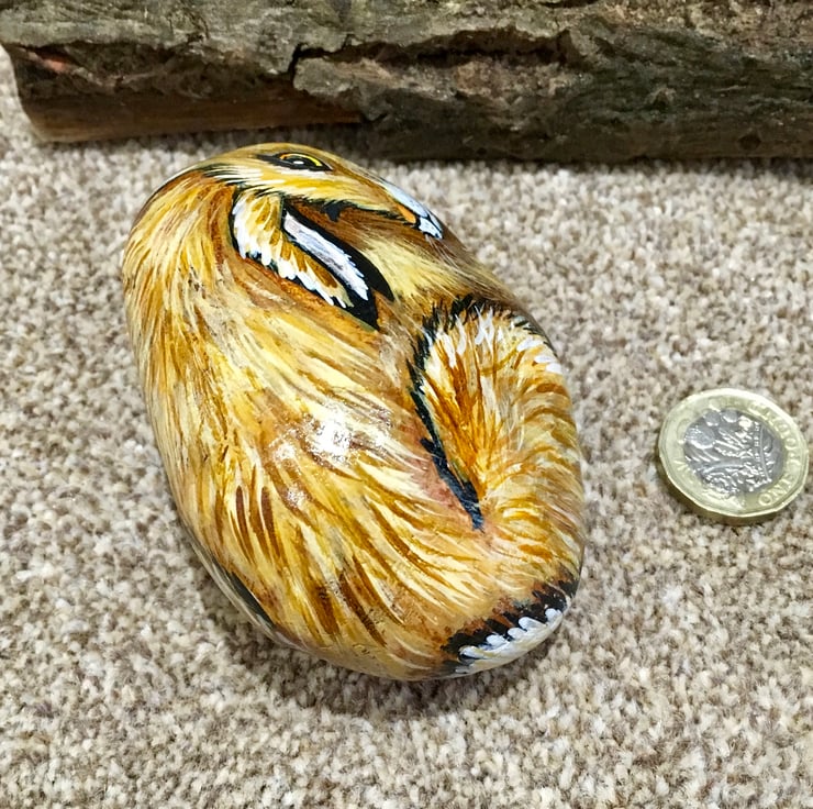 Hand painted pebble rabbit rock art pet stone p... - Folksy