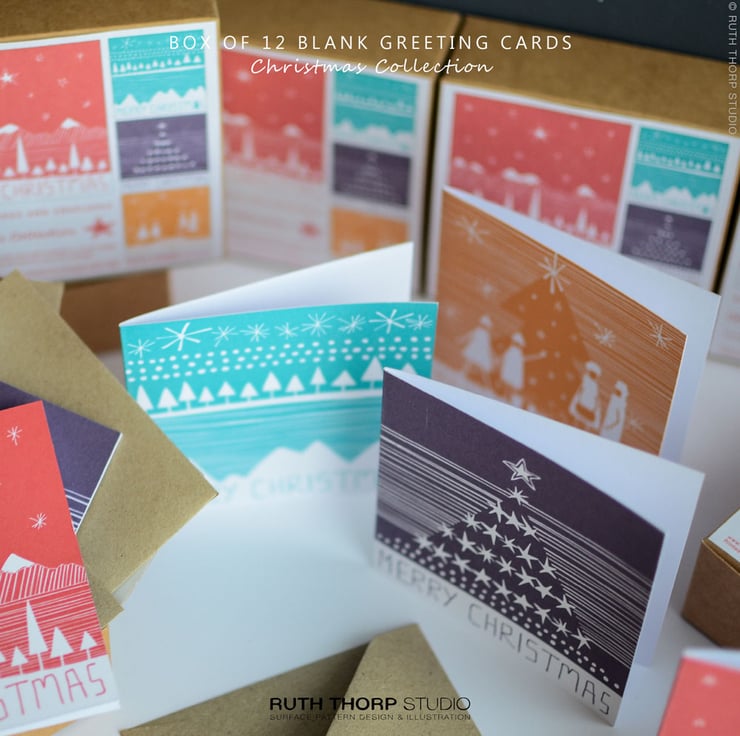 Box of 12 Christmas Cards - Folksy