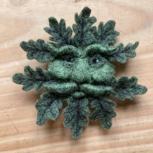 Mini green man wall plaque, needle felted wooll... - Folksy