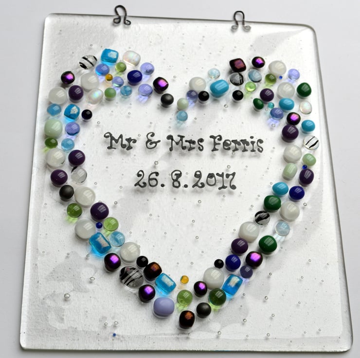 Glass Pebble Heart Commemorative Wall Hanging -... - Folksy