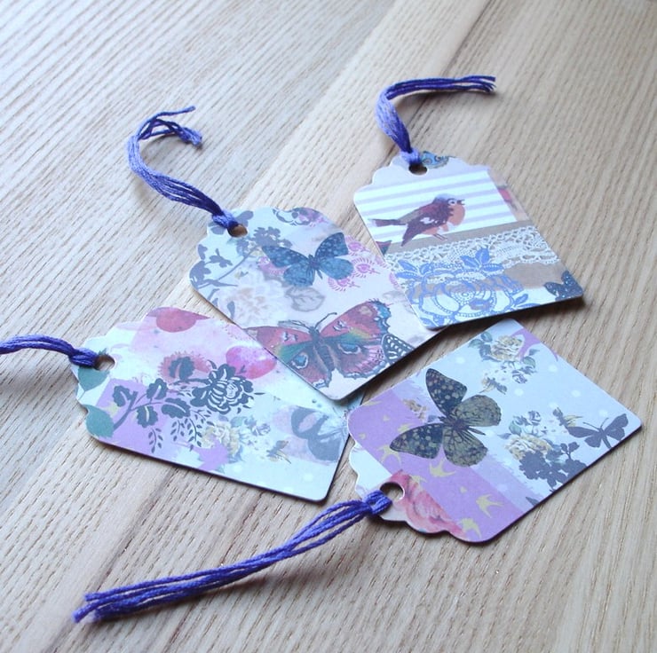 Pretty Patterned Gift Tags Set 5 (Pack of 4) - Folksy