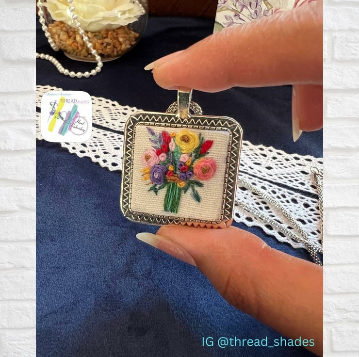 Embroidery Necklace, hand embroidered pendants,... - Folksy