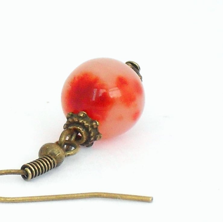 Red kunzite and bronze earrings - Folksy