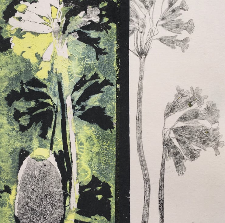 Yellow Floral Original Monoprint by Stef Mitche... - Folksy