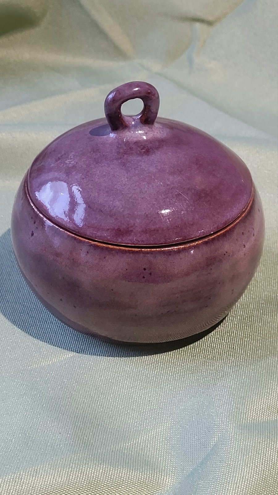Lidded purple trinket pot handmade pottery - Folksy