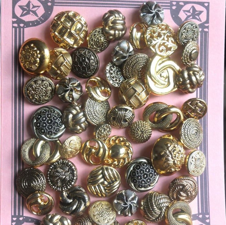 50 Vintage Gold Buttons - Folksy