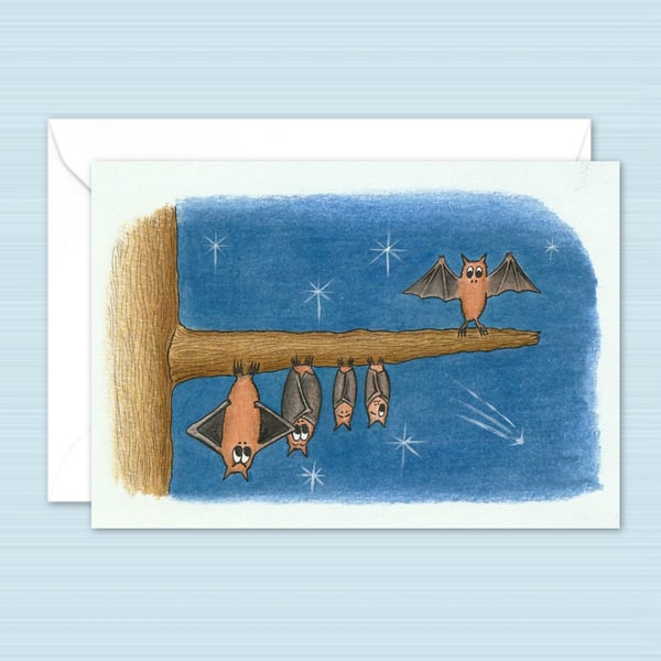 Funny Bats Card - Illustrated Greeting Card - C... - Folksy