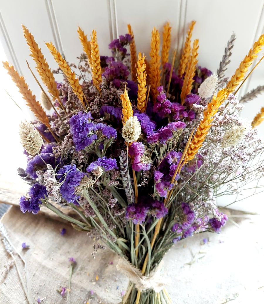 Autumn Dried Flower Bouquet - Statice Sinuata N... - Folksy