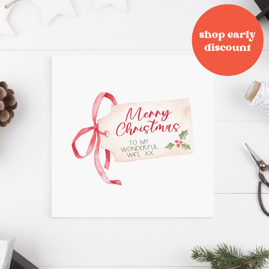 Personalised Wife Christmas Card - Folksy