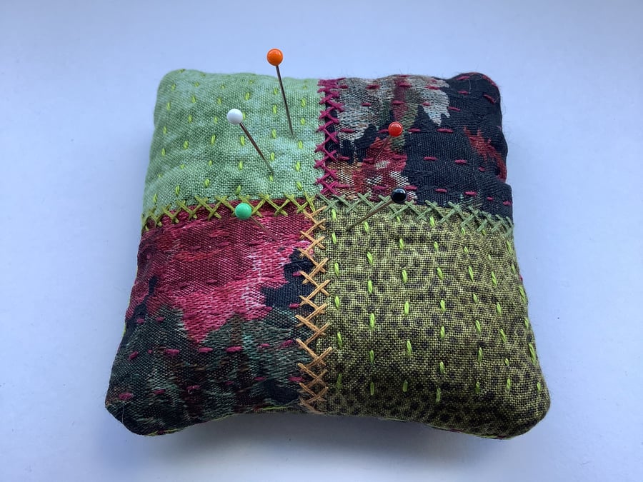 Handmade patchwork style pincushion - Folksy