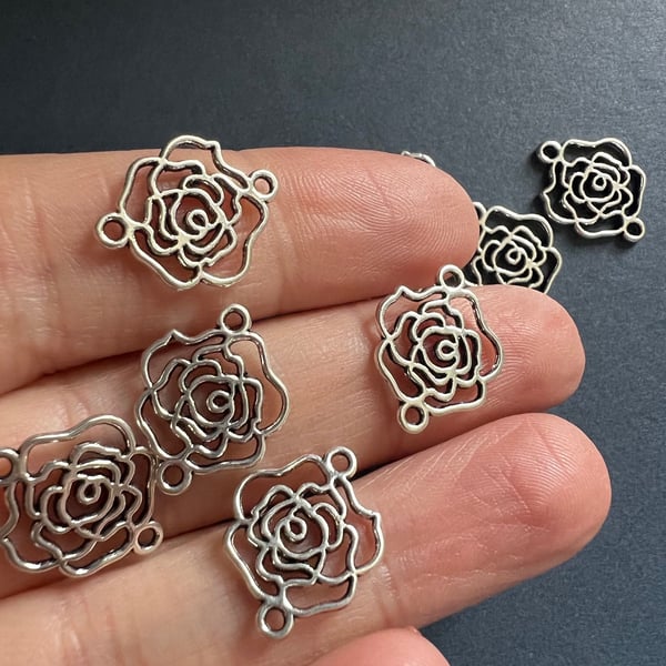 10 Rose Charms Rose Pendants UK Craft Supplies ... - Folksy