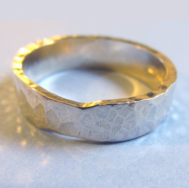 Set of 2 hammered wedding sterling silver rusti... - Folksy