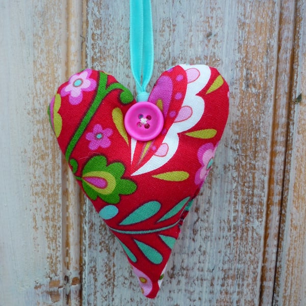 Small Brightly Coloured Hanging Heart Decoratio... - Folksy