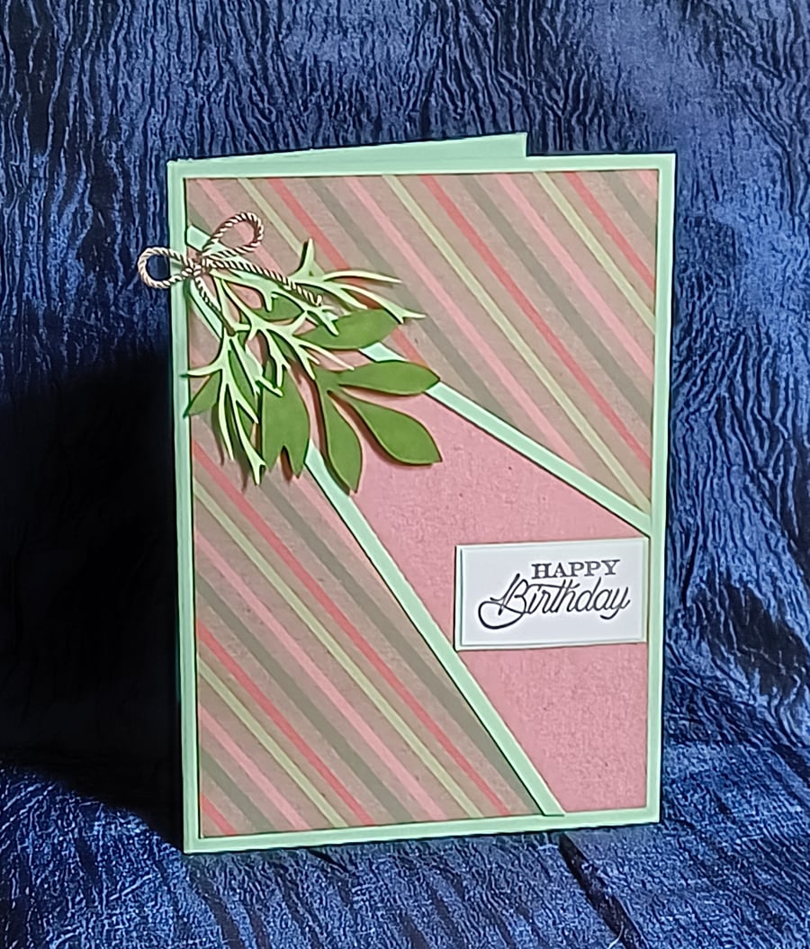 Birthday Card - Split Front Stripe - Folksy