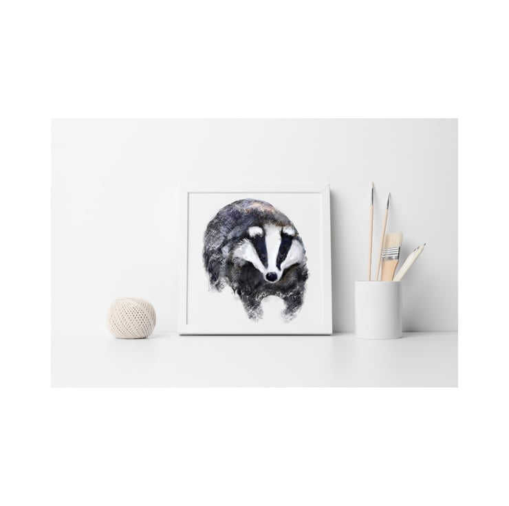 Wall Art wildlife badger Illustration - Folksy