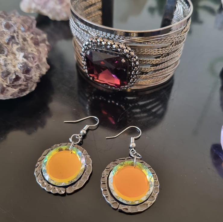 Handmade Reflective Round Glass in Round Metal ... - Folksy