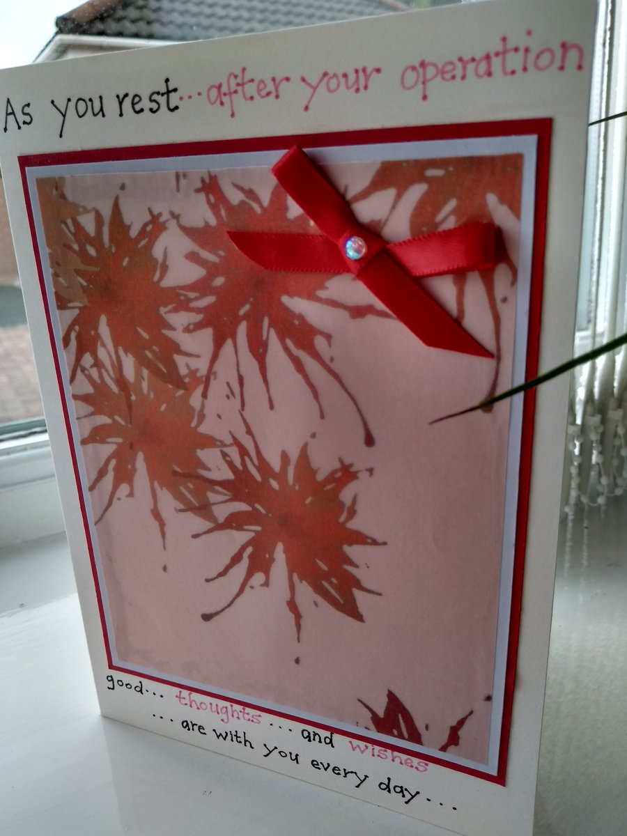 Red get well after your operation card - Folksy
