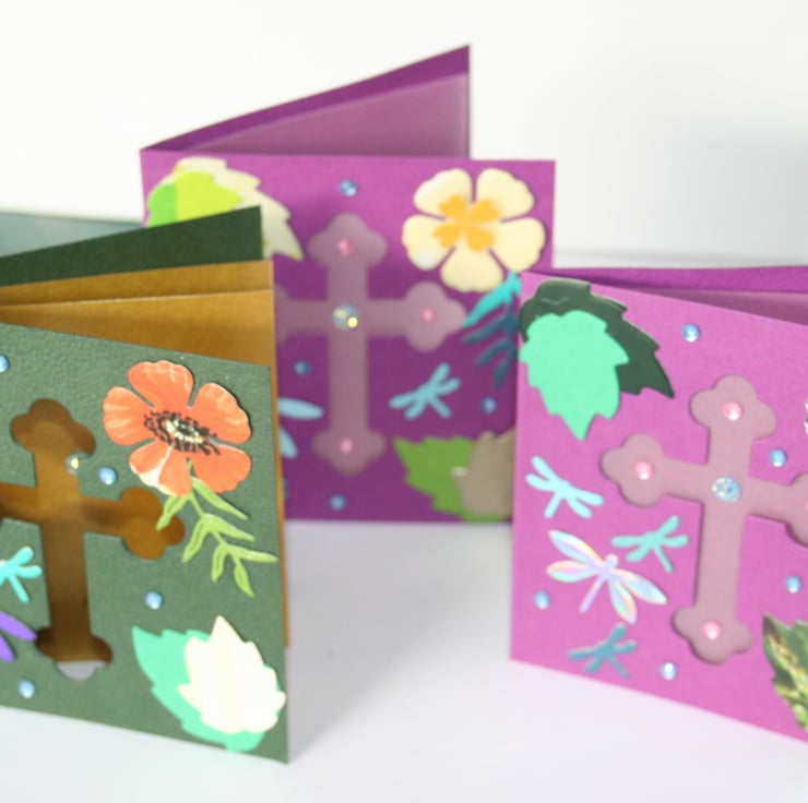 Celtic Cross Die-cut Cards x 3 - Folksy