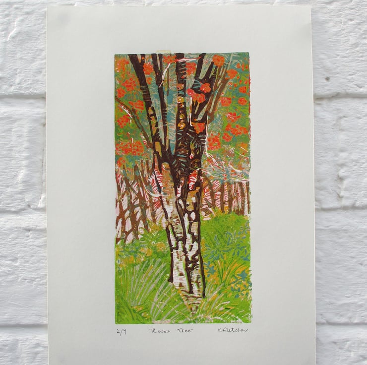 Rowan Tree - Original Linocut Hand Pressed Ltd ... - Folksy