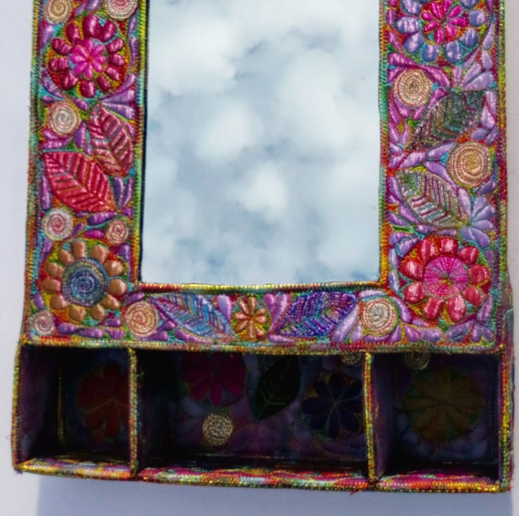 Textile Mirror Frame with Shelves - Folksy