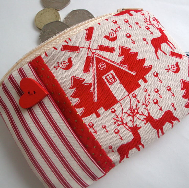 SALE Cotton Christmas Coin Purse - Folksy