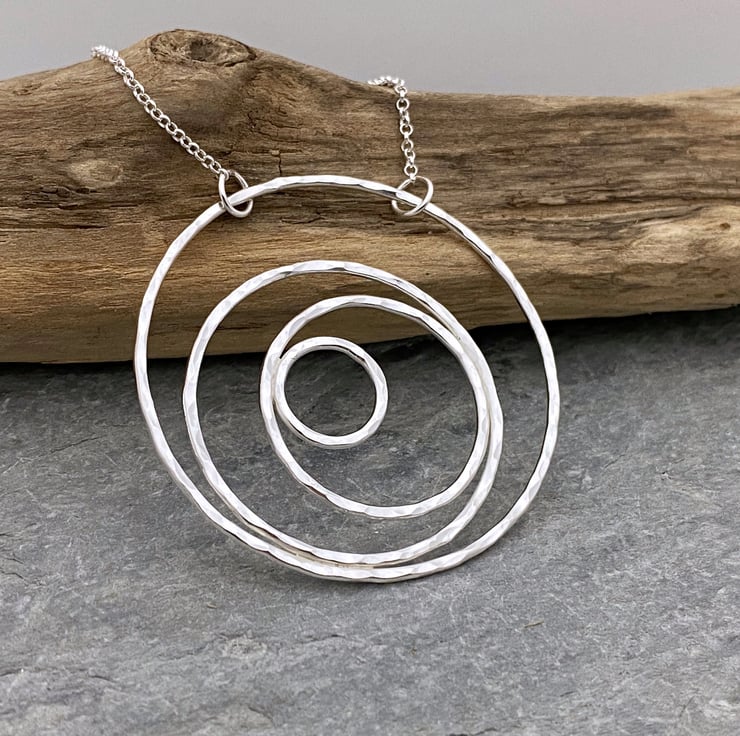 Large round silver statement necklace handmade ... - Folksy