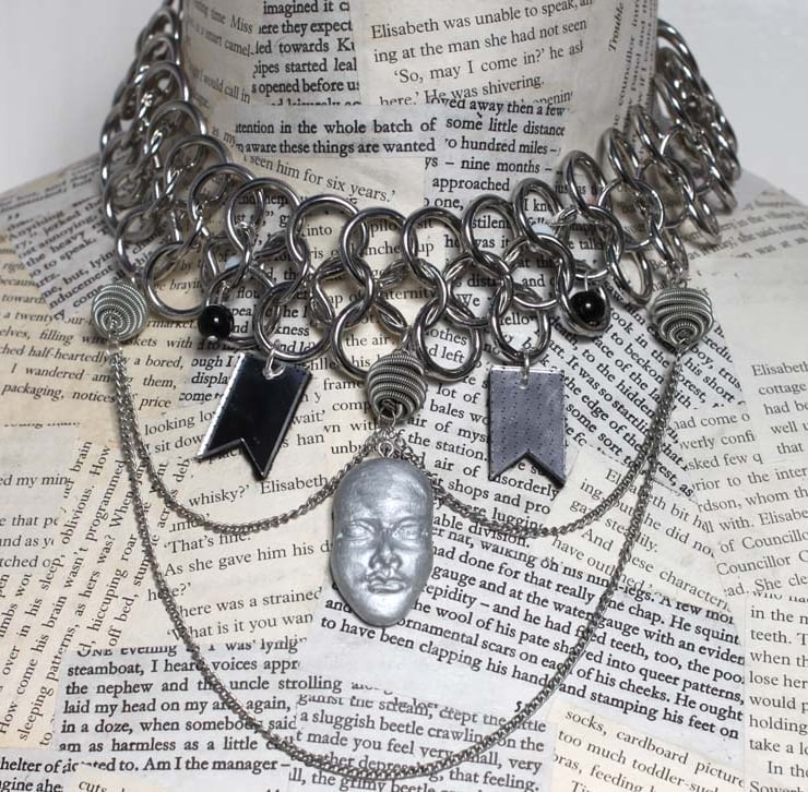 Modern Dieselpunk Circle and Face Statement Sil... - Folksy