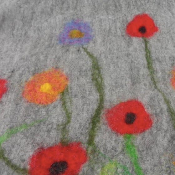 Grey merino wool on silk nuno felted scarf, lon... - Folksy