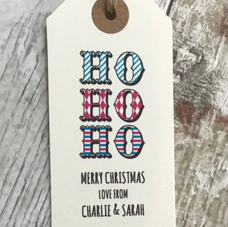 Christmas Gift Tags HO HO HO Personalised set o... - Folksy