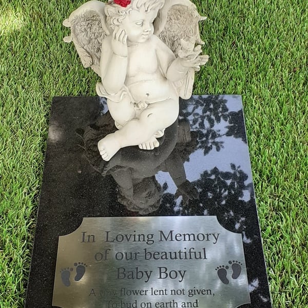 Granite memorial baby stone FLAT Grave Marker ... - Folksy