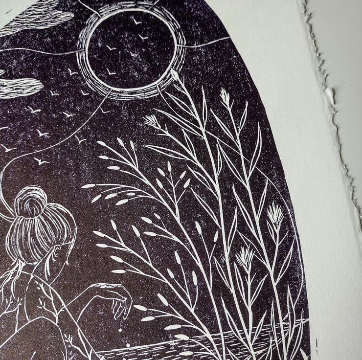 'Sow I am' linocut art print in dark purple - Folksy