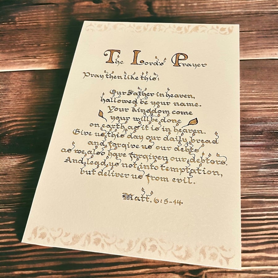 Timeless Calligraphy Art: The Lord's Prayer in ... - Folksy