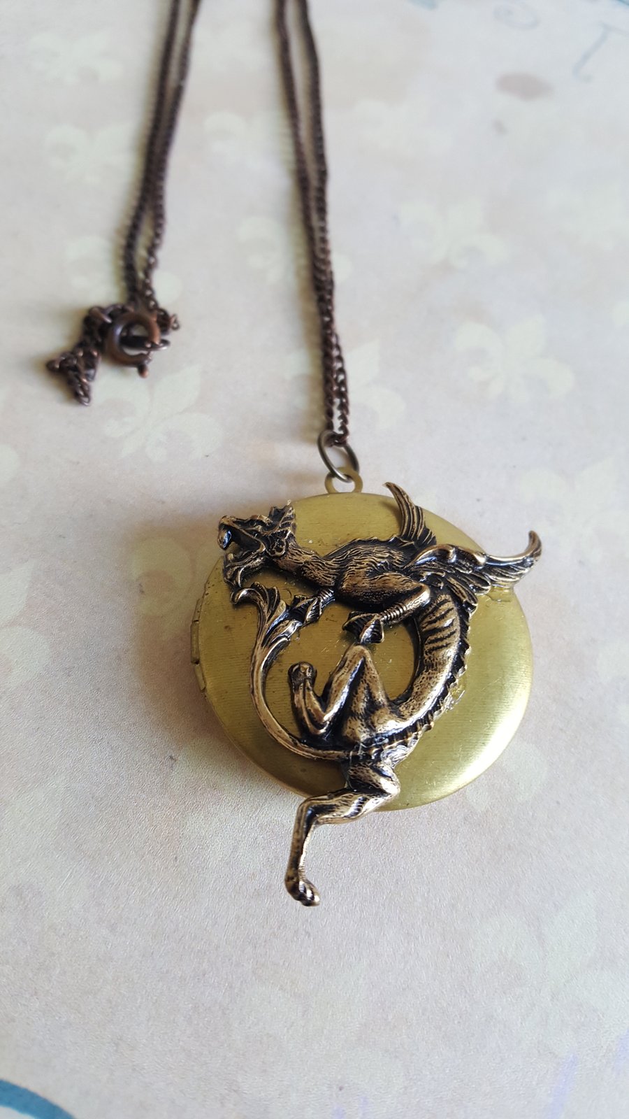Steampunk Dragon Brass Locket - Folksy