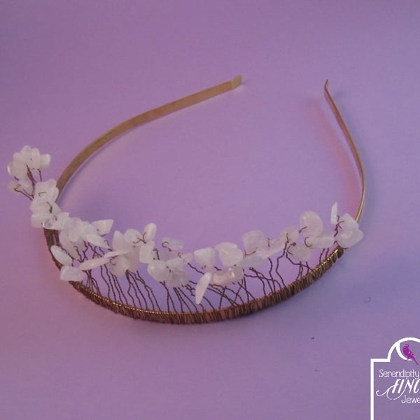 White Quartz Chip Tiara - Folksy